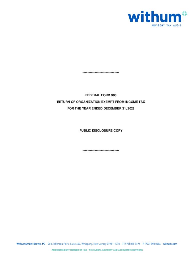 Fillable Online Federal Form 990 Return of Organization Exempt From ...