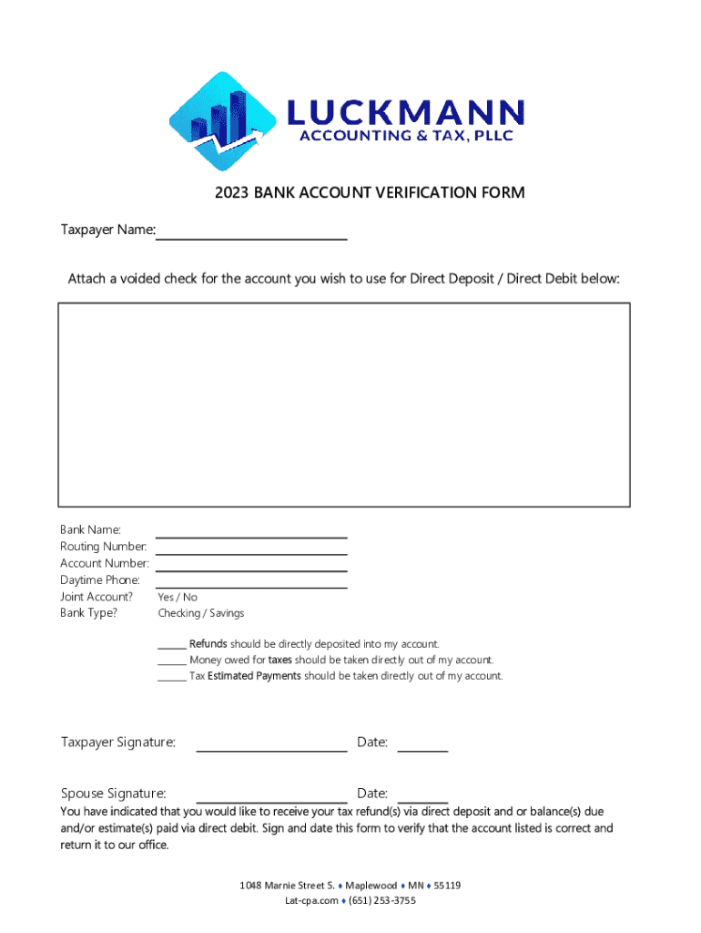 Fillable Online 2023 Bank Verification Form Fax Email Print - pdfFiller