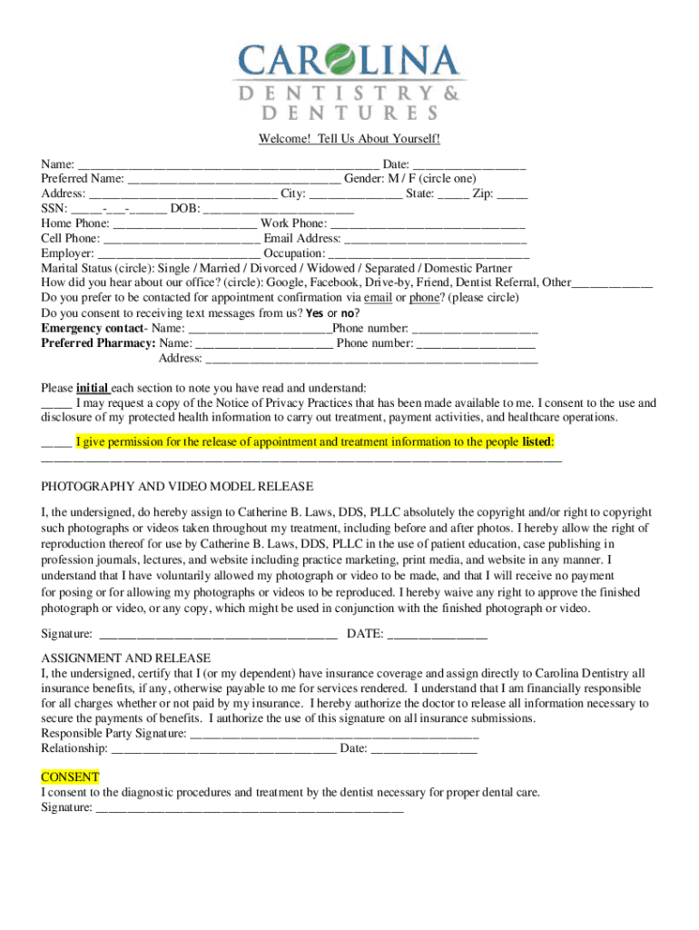 Fillable Online NEW PATIENT WELCOME LETTER We Respect Your Time Fax ...