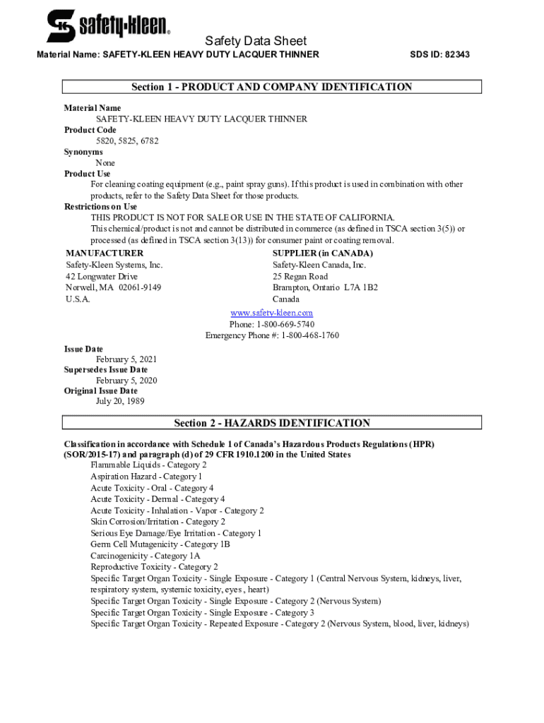 Fillable Online SDS ID: 82343 Fax Email Print - pdfFiller