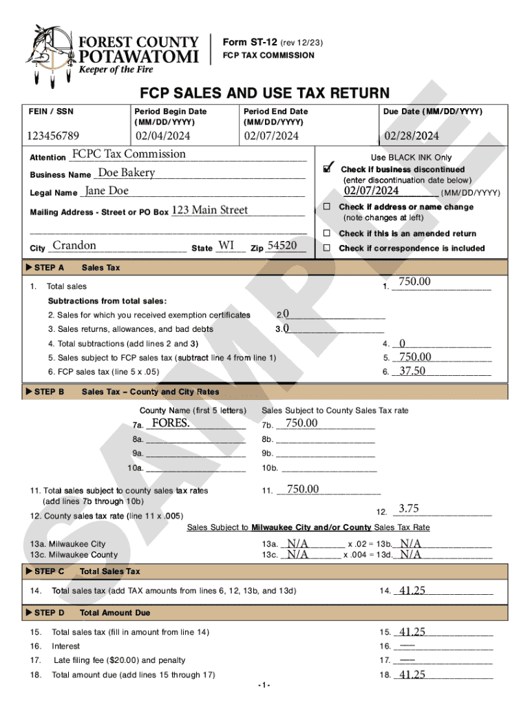 Fillable Online FCP SALES AND USE TAX RETURN / Fax Email Print - pdfFiller
