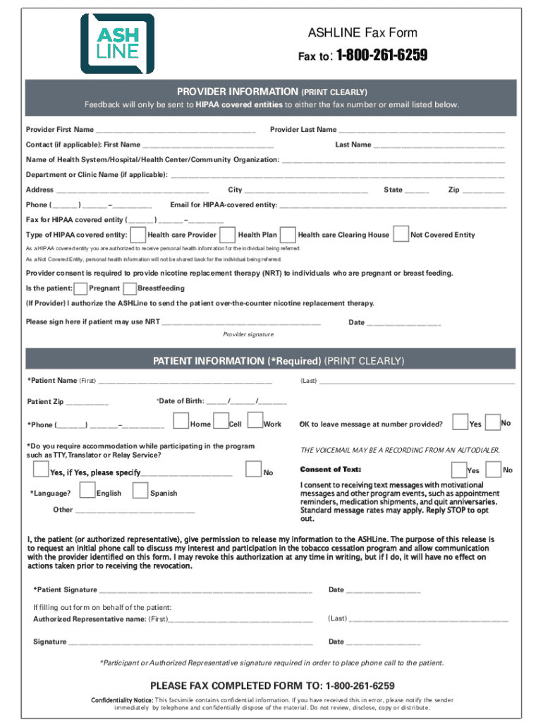 Fillable Online PA Free Quitline FAX REFERRAL FORM Fax Email Print ...
