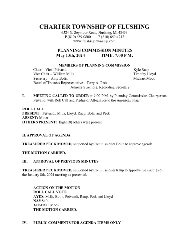 Fillable Online Flushing Township Police Department, 6524 N Seymour ...