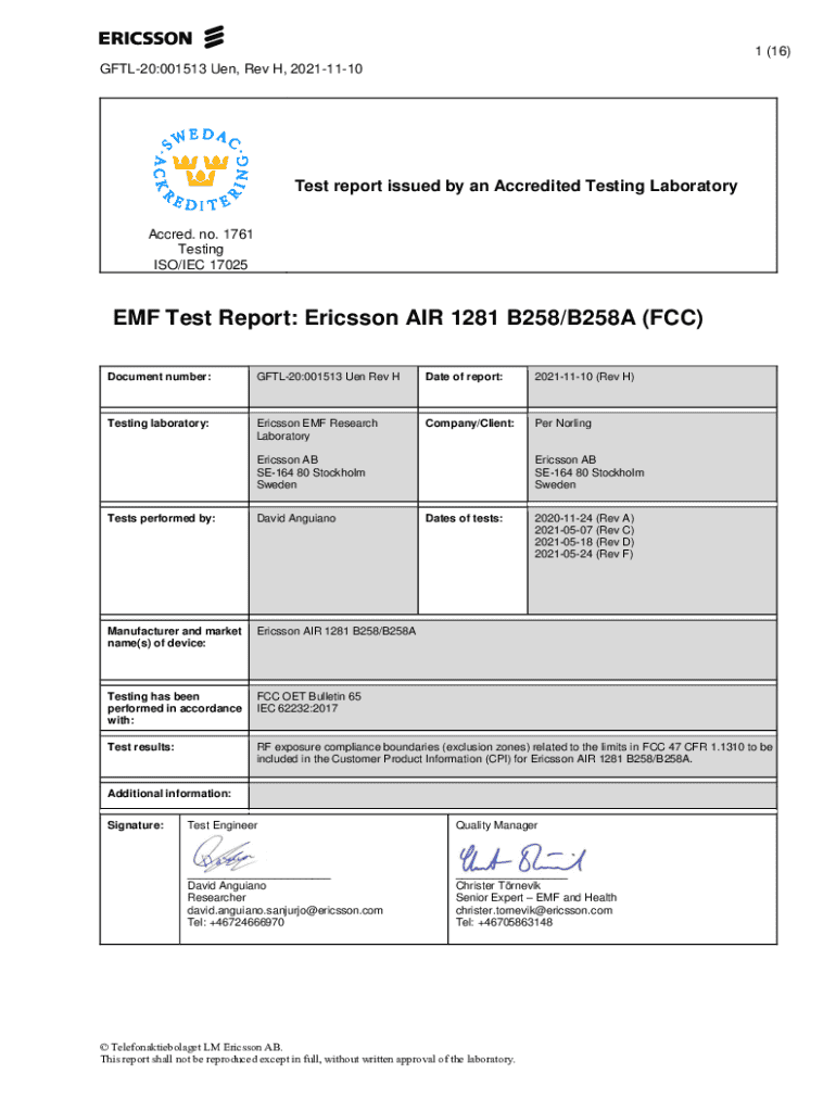 Fillable Online RF Exposure Compliance Test Report Fax Email Print ...