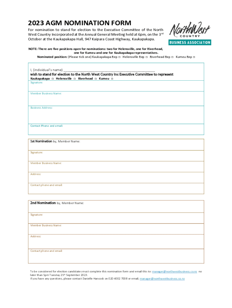 Fillable Online Executive Committee & State Delegate Nomination Form Fax Email Print - pdfFiller