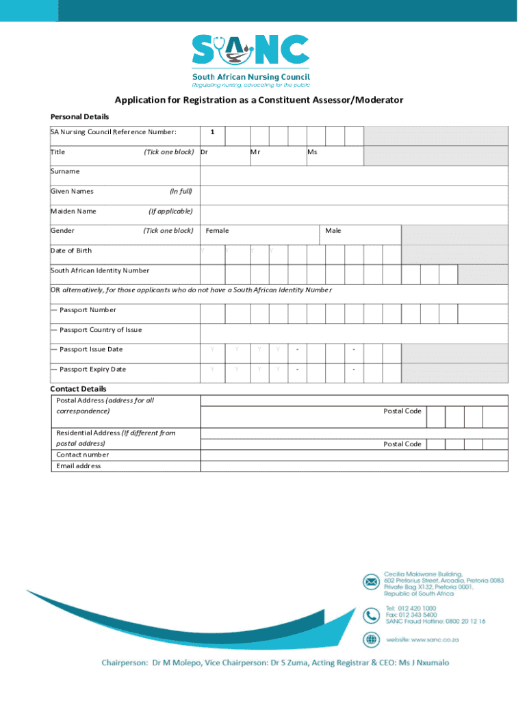 Fillable Online Constituent Assessor/moderator Registration Application ...