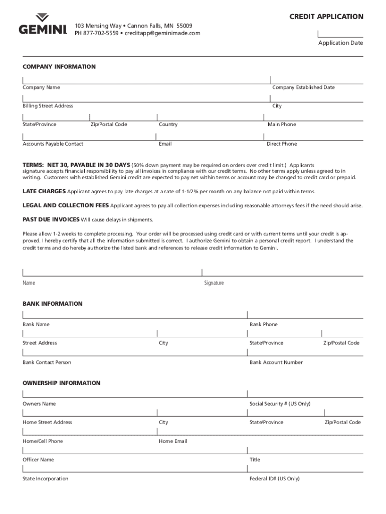 Fillable Online Partner ApplicationBecome a Gemini Partner Fax Email ...