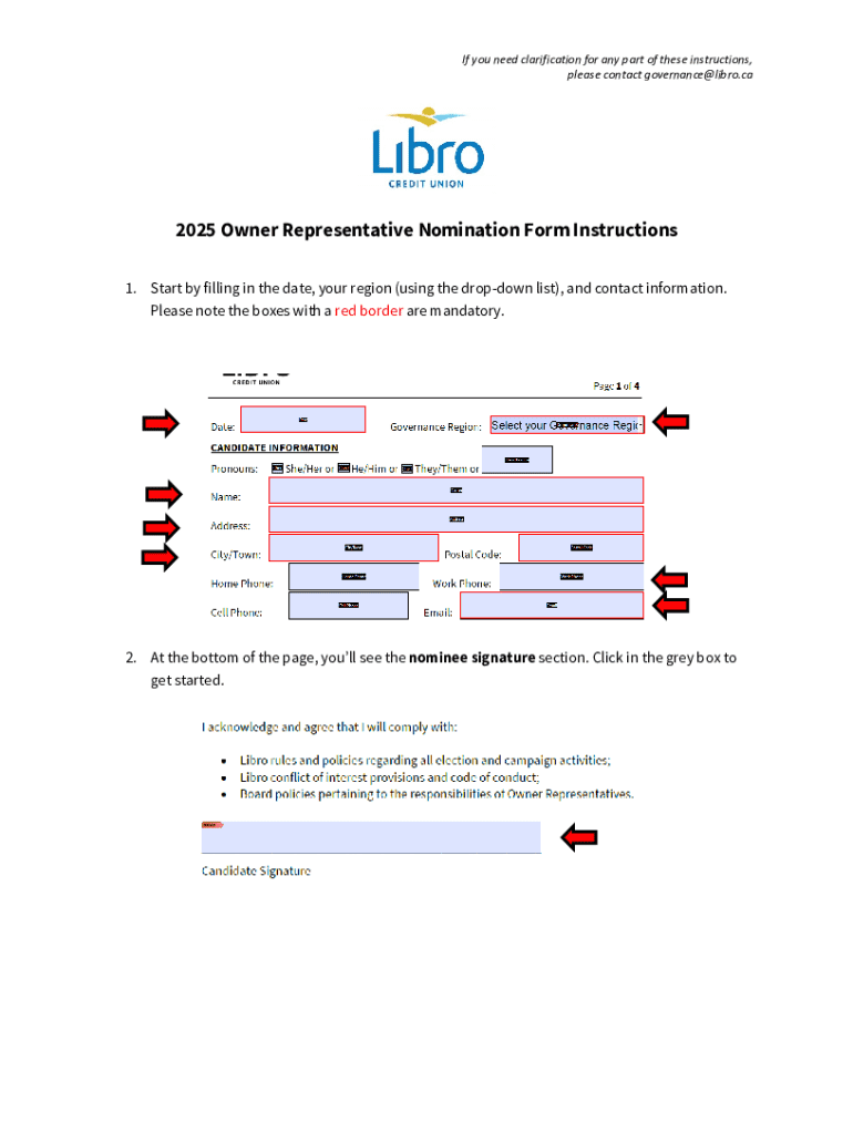 Fillable Online 2025 Owner Representative Nomination Form Instructions ...