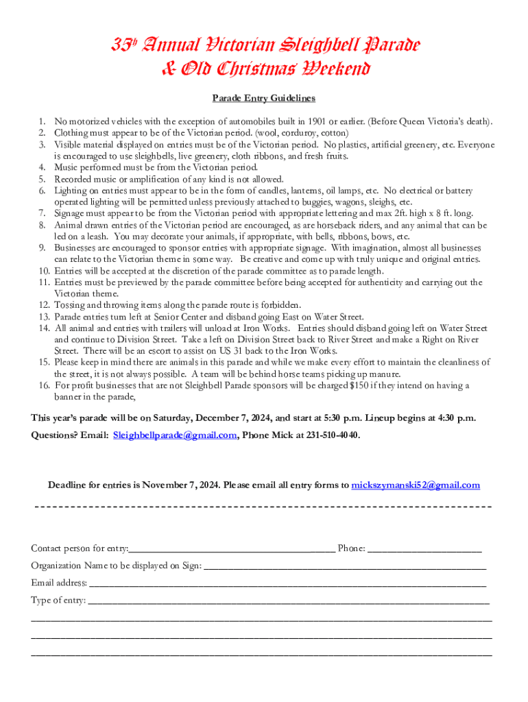 Fillable Online No motorized vehicles to be seen in Sleighbell Parade Fax Email Print - pdfFiller
