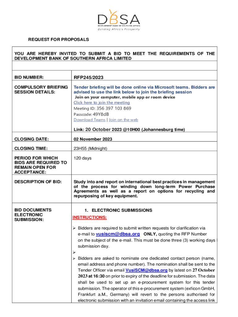 Fillable Online Tender briefing will be done online via Microsoft teams ...