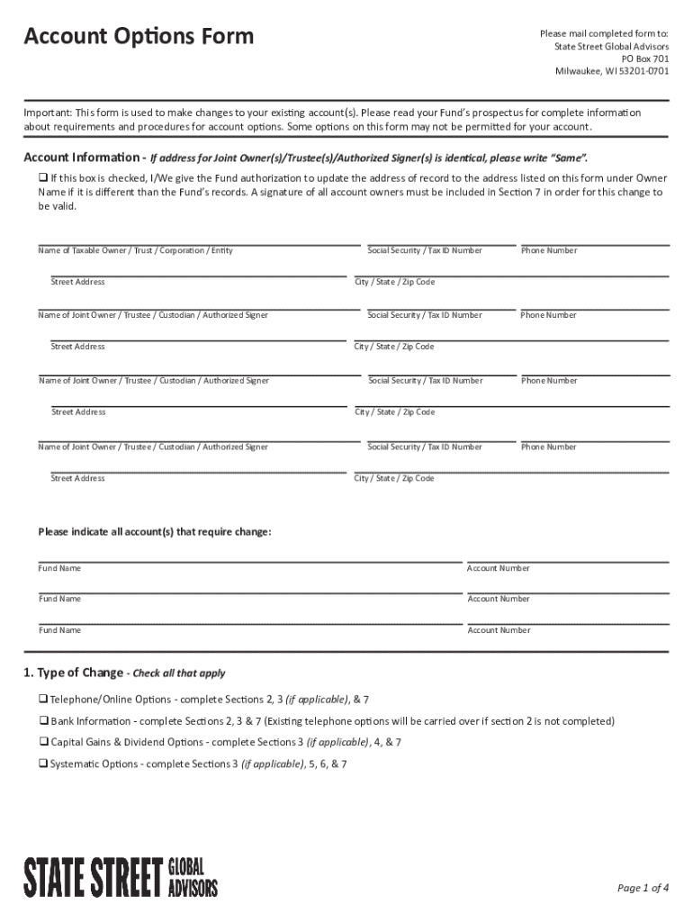 Fillable Online Account Options Form 2023 - Update Your Investment Choices Fax Email Print ...