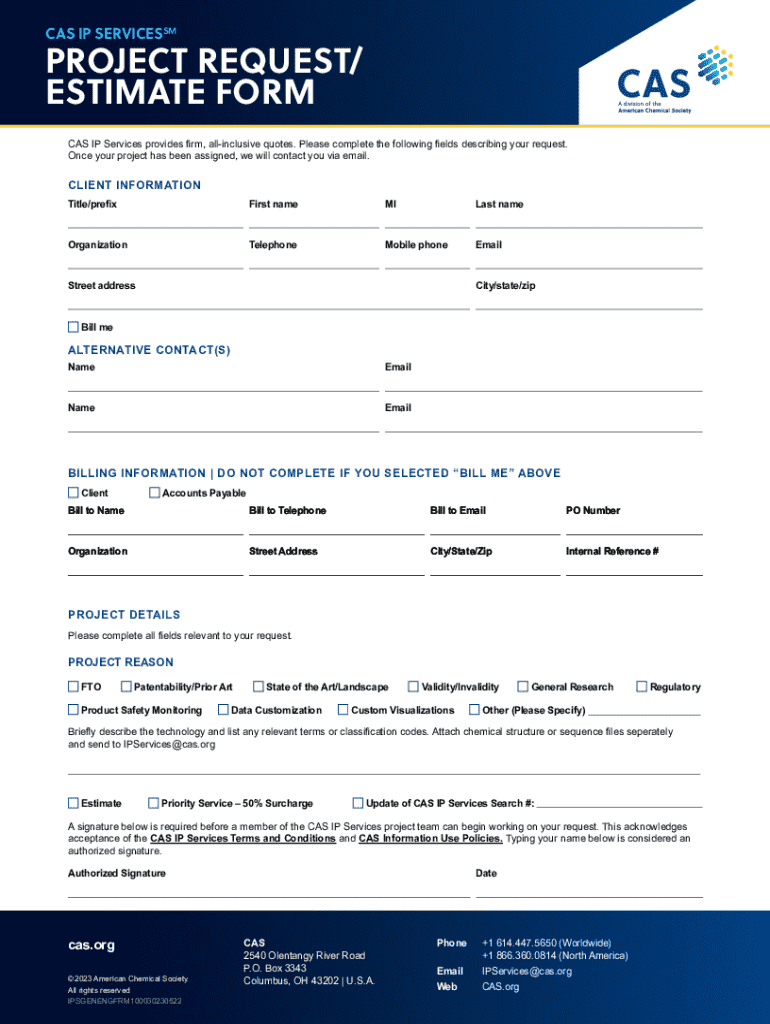 Fillable Online CAS-IP-Services-Project-Request-Form-updated- ... Fax ...