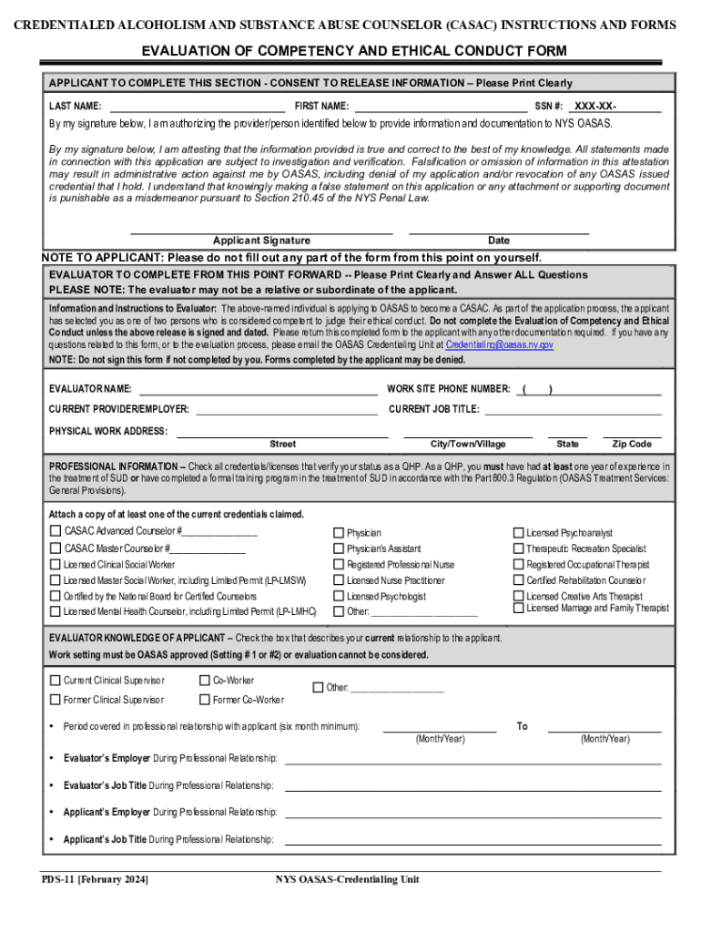 Fillable Online CASAC Evaluation of Competency and Ethical Conduct Form ...