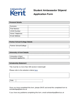 Fillable Online Student Ambassador Stipend Application Form 2023 ...