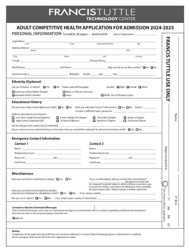 Fillable Online Application Packet FA2024-SP2025 Fax Email Print - pdfFiller