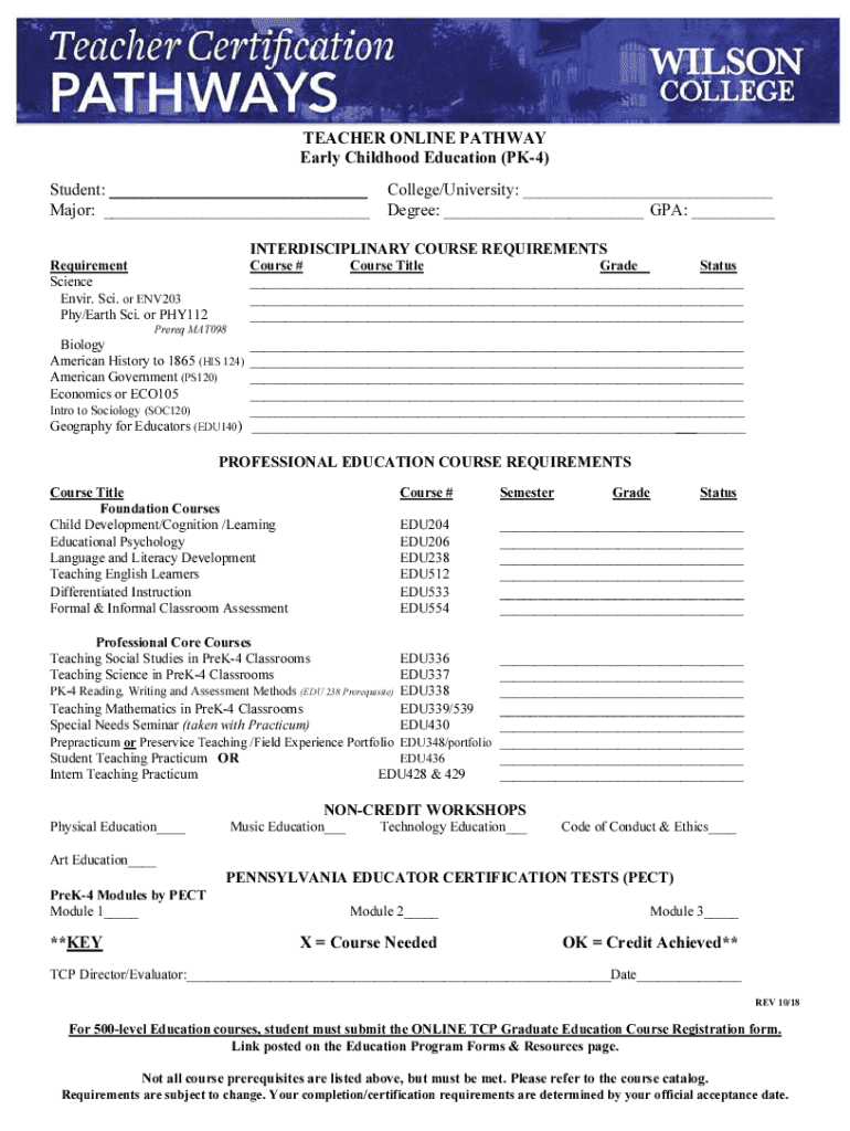 Fillable Online Early Childhood Education Pathway, A.S. - Georgia State Online Fax Email Print ...