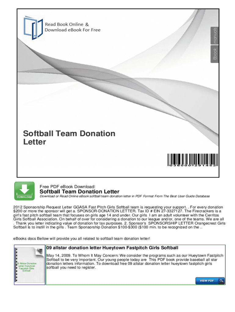 Fillable Online Softball Sponsorship Letter Template - Edit Online & ... Fax Email Print - pdfFiller