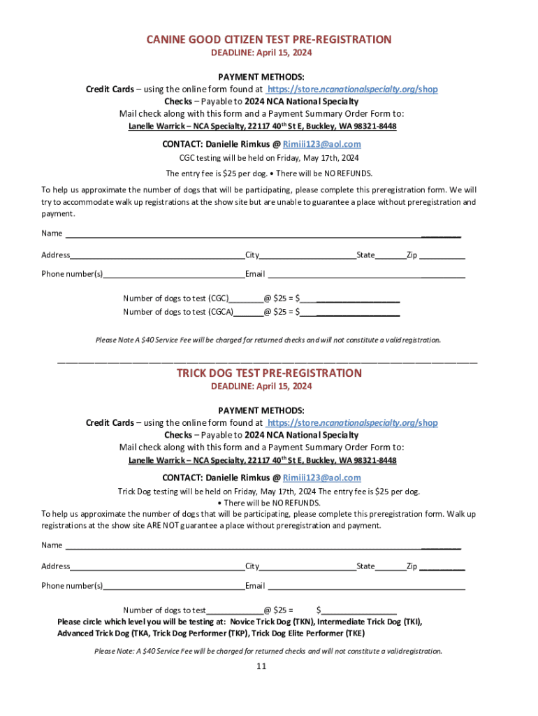 Fillable Online Forms Master - 2024 NCA National Online Store Fax Email Print - pdfFiller