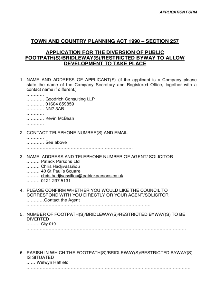 Fillable Online Diversion TCPA 90 Application Form - new costs.doc Fax ...