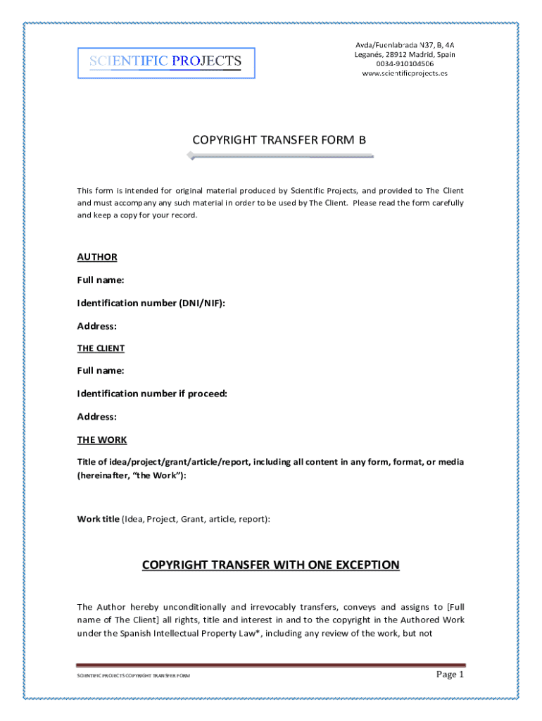 Fillable Online copyright transfer form c Fax Email Print - pdfFiller
