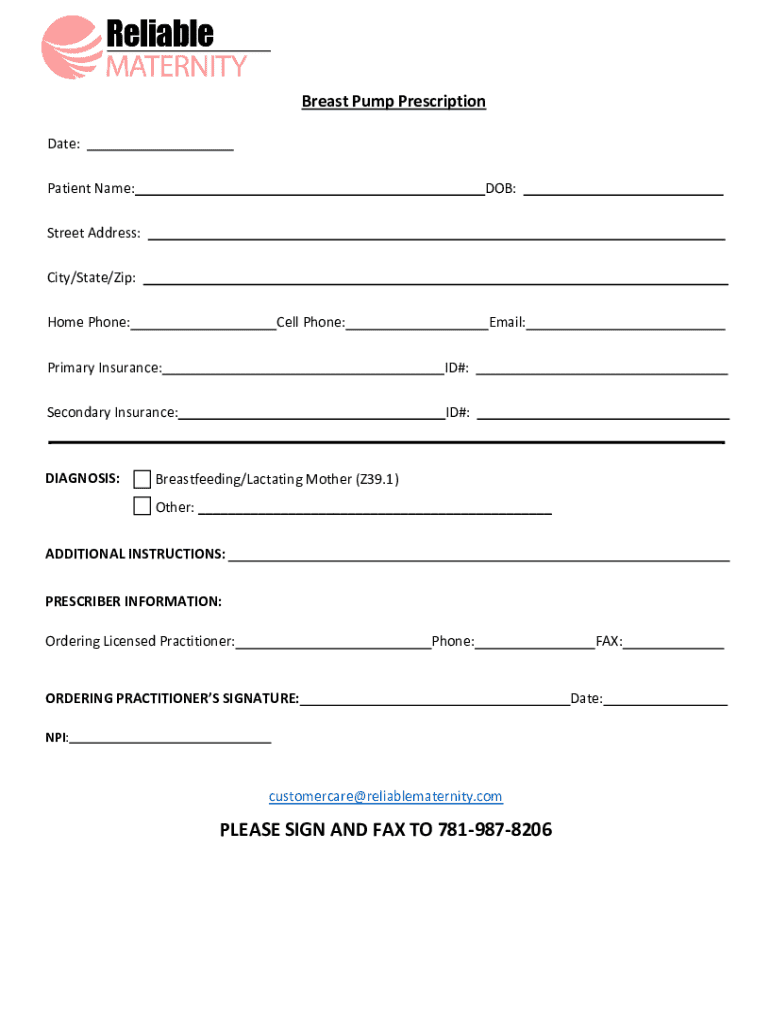 Fillable Online 1-800-870-2607 Breast Pump Order Form Just follow these ...