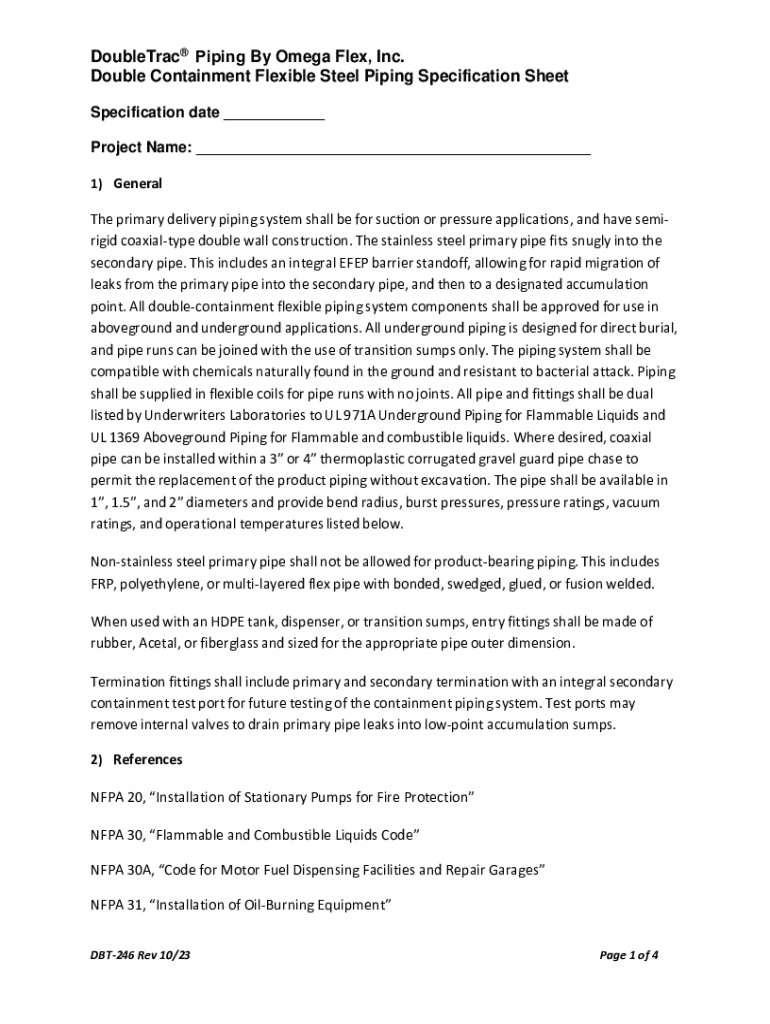 Fillable Online SPECIFICATION DATA SHEET - DoubleTrac Fax Email Print - pdfFiller