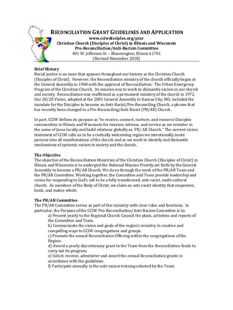 Fillable Online Reconciliation Grant Forms Fax Email Print - pdfFiller