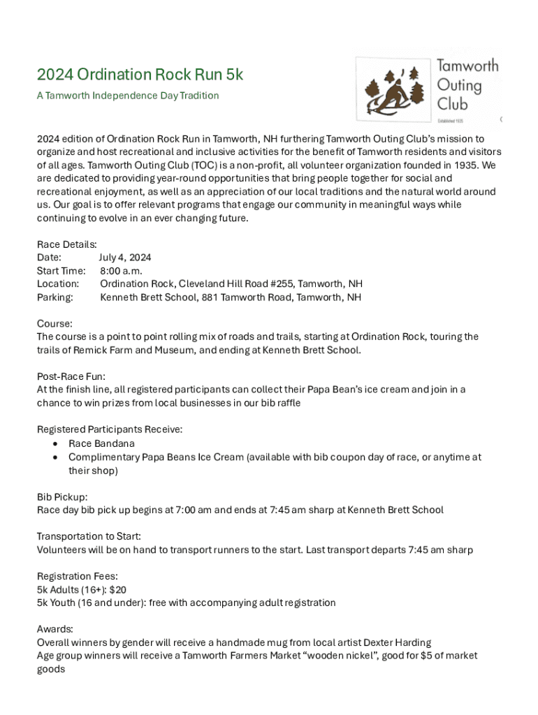 Fillable Online Ordination Rock Run 5k sponsorship form Fax Email Print ...