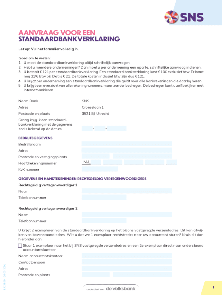In te vullen online Standaard bankverklaring - wat is het en hoe regel ...