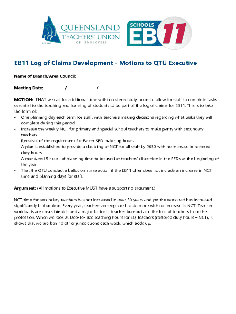 Fillable Online EB11 Log of Claims Development - Motions to ... Fax ...