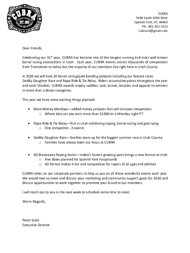 Fillable Online Dear Friends, Celebrating our 31st year, CUBRA has become one of ... Fax Email ...