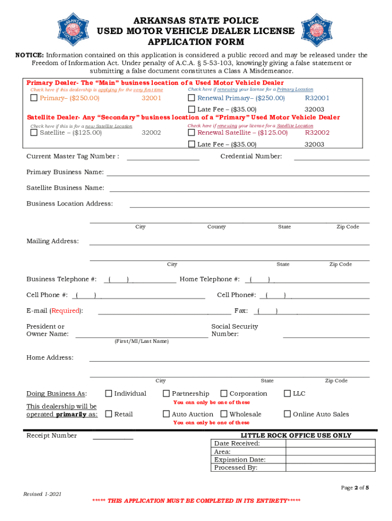 Fillable Online Fillable Online Used Motor Vehicle Dealer License ...