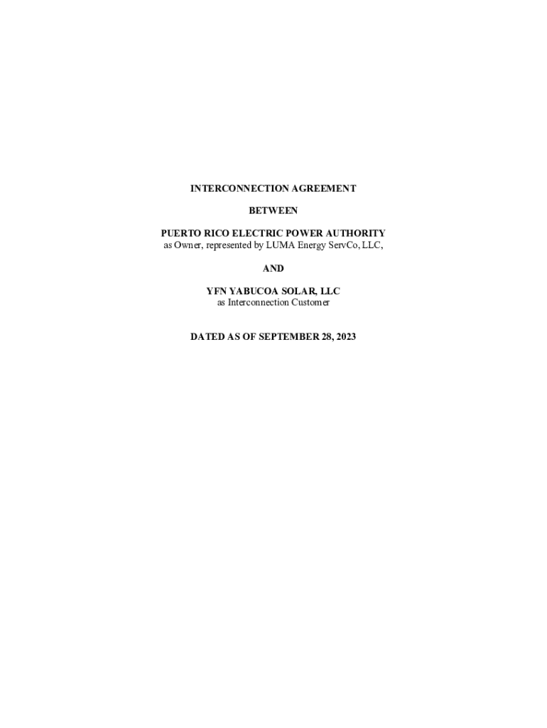 Fillable Online Agreement to Interconnect Generators with Capacity of ...