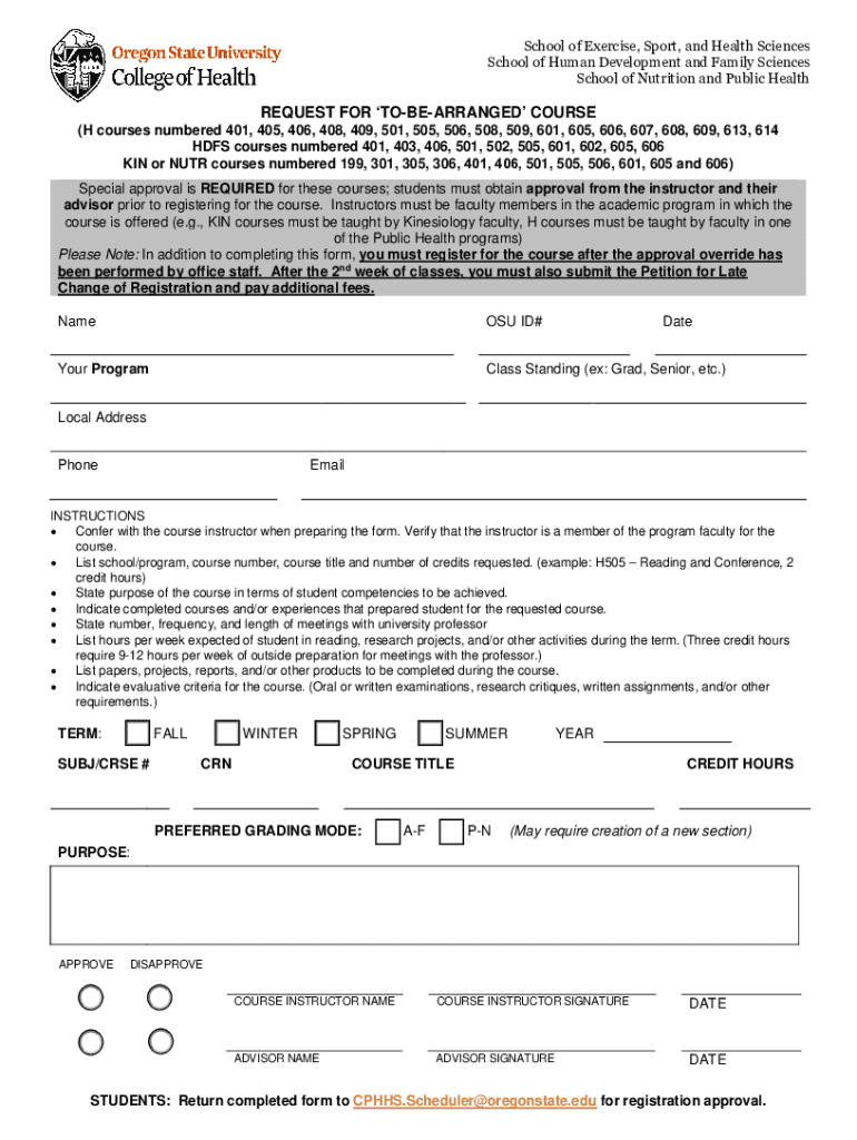 Fillable Online Blanket Course TBA Form Fax Email Print - pdfFiller