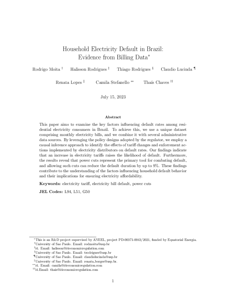 Fillable Online Pricing and Informality: Evidence from Energy Theft in ...