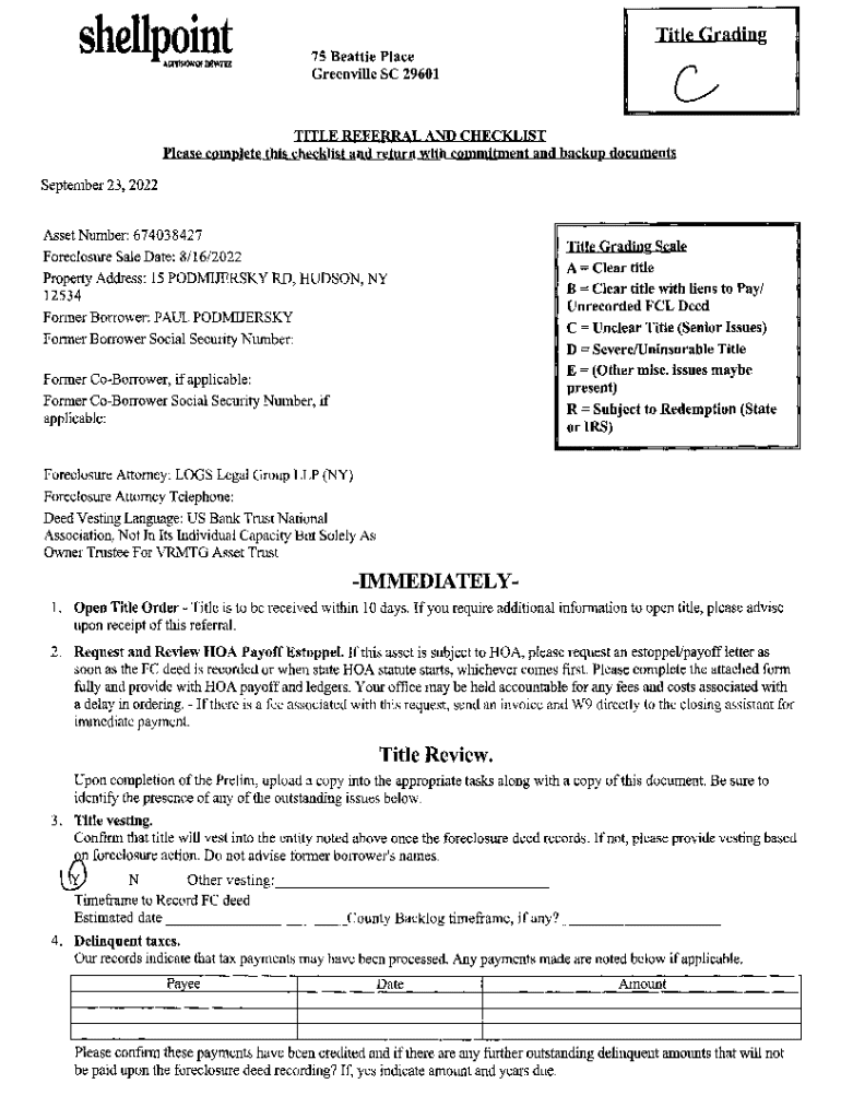 Fillable Online Title Grading Fax Email Print - pdfFiller