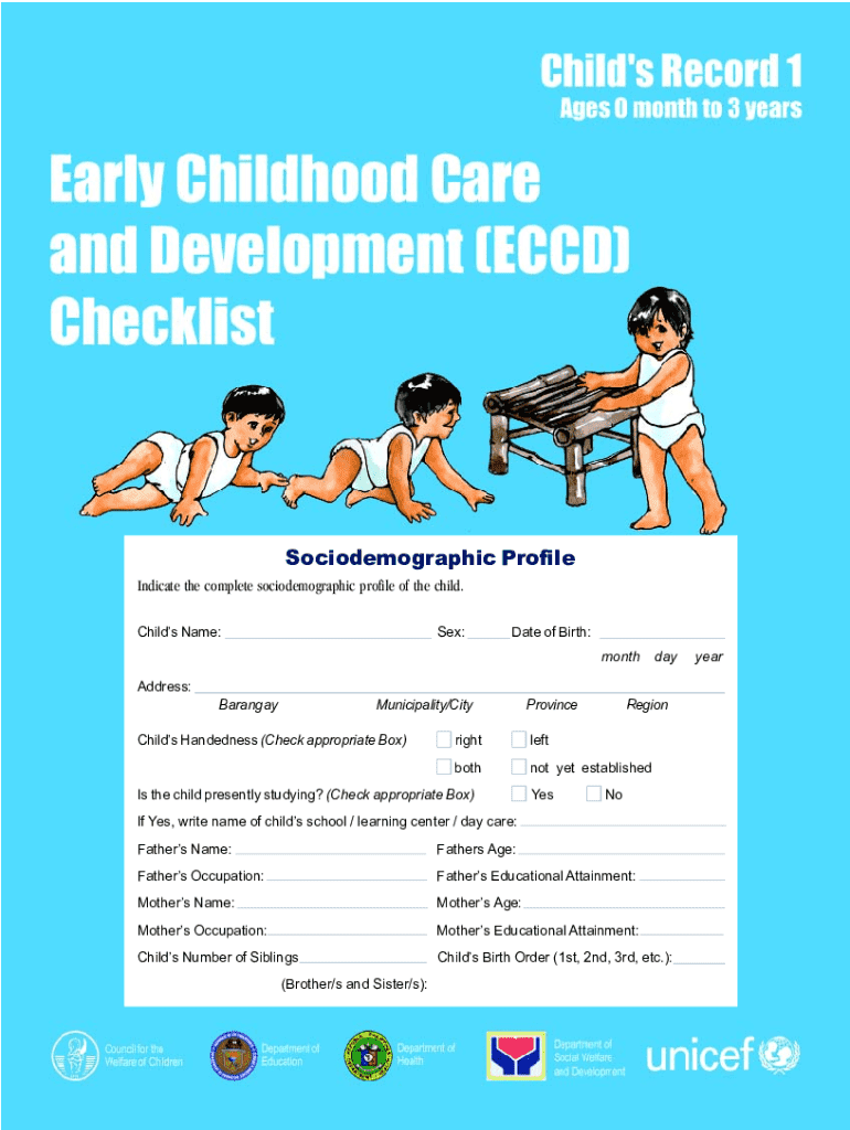 Fillable Online ECCD Checklist Child s Record 2 - Child\'s Name: Sex ...