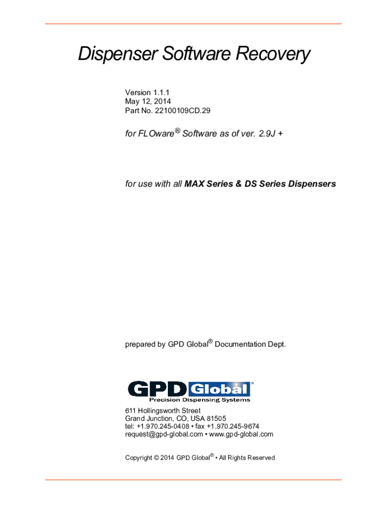 Fillable Online Automated Dispense System Service Guide - GPD Global Fax Email Print - pdfFiller