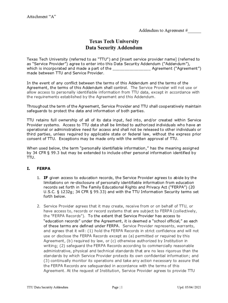 Fillable Online Texas State University Addendum to Agreement Fax Email ...