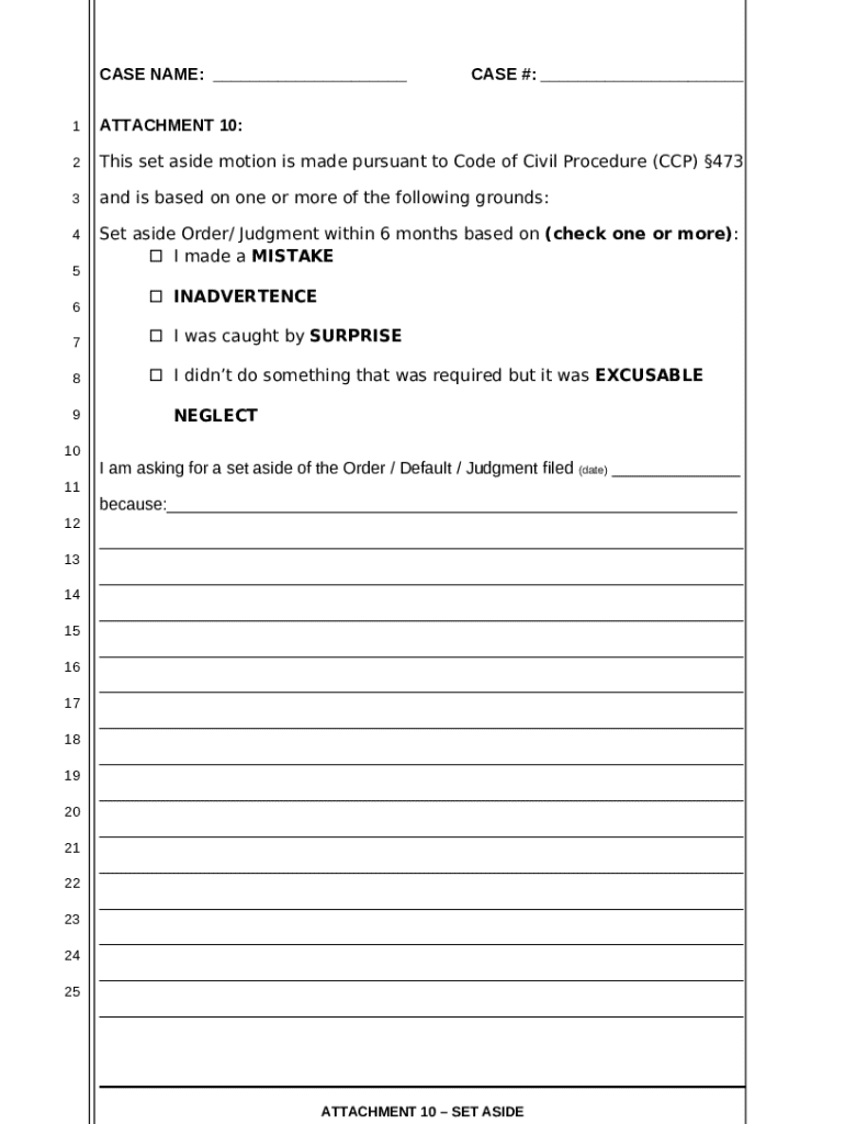Template - Motion Motion to Set Aside (Relief from Default) Doc ...