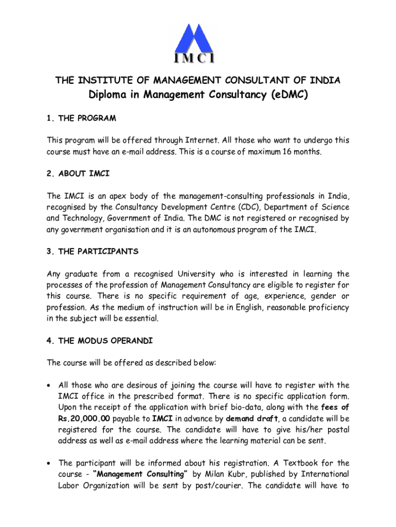 Fillable Online Management Consulting Certificate Program - Level 1 Fax ...
