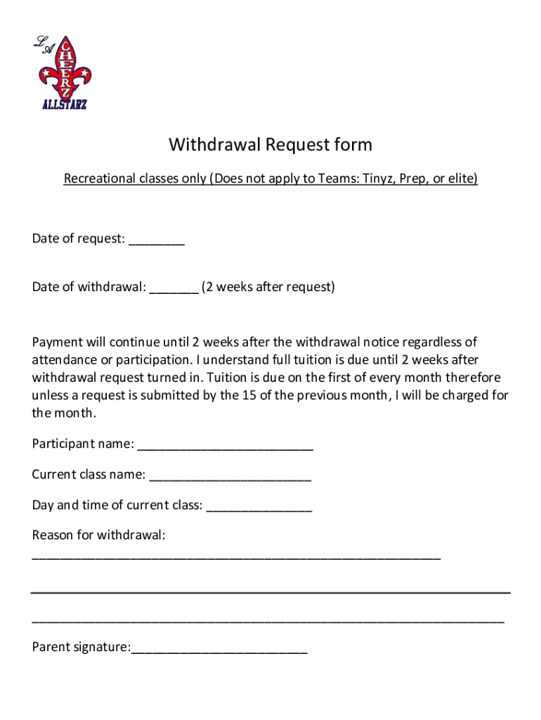 Fillable Online Withdraw & Refund Request Form Fax Email Print - pdfFiller
