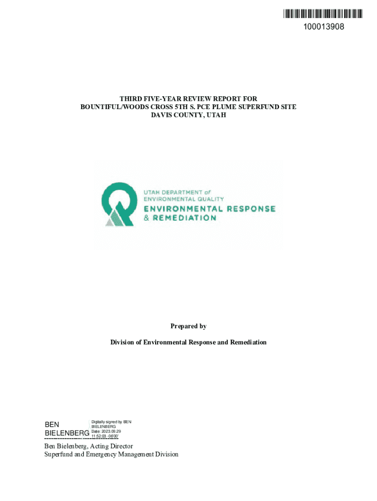Fillable Online Third Five-Year Review Report for Bountiful/Woods Cross ...