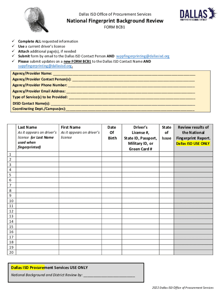 Fillable Online District Background Check and Badging Process for ...