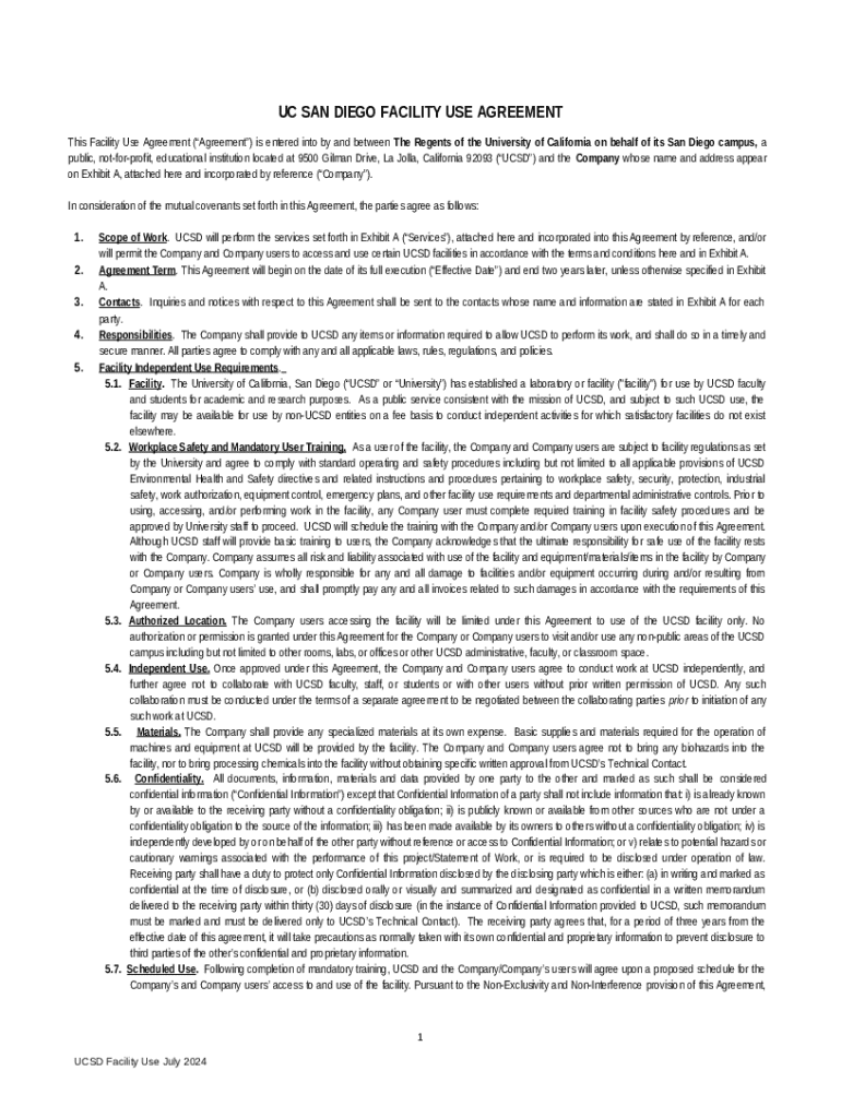 Diego Facility Use Agreement Sample Contracts - blink ucsd Doc Template ...