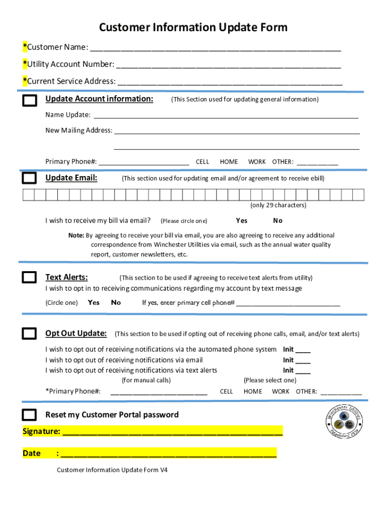 Fillable Online Utility Account Update Request Form Fax Email Print - pdfFiller