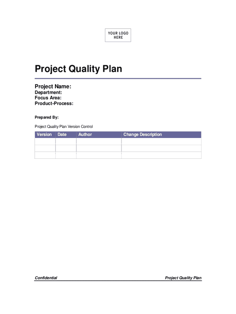 Fillable Online Project Quality Plan: The Easiest Guide (With Template ...