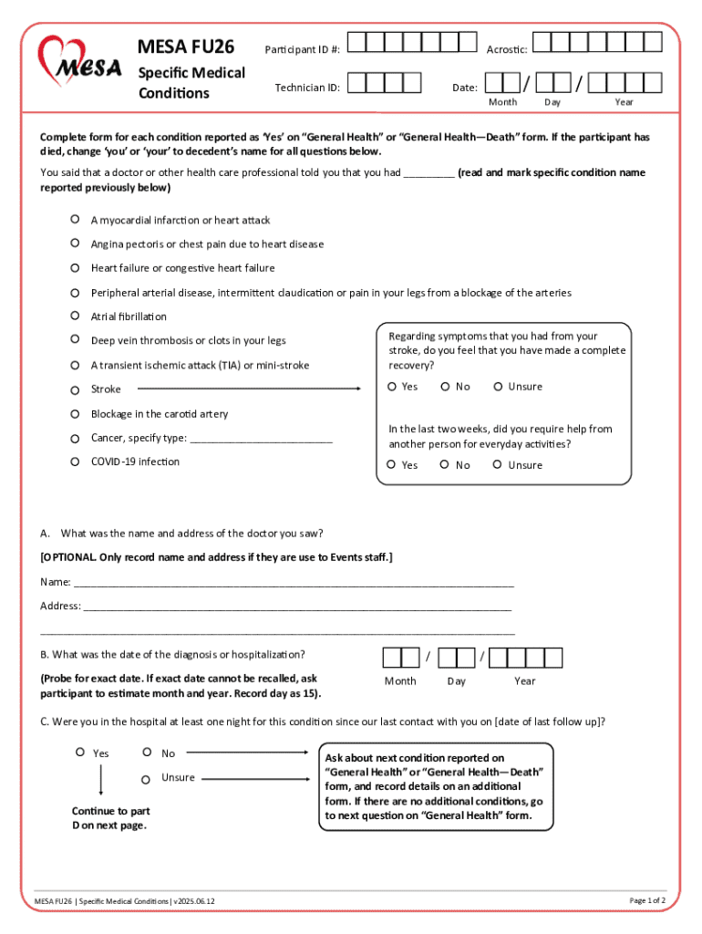 Fillable Online MESA - Clinic Form Fax Email Print - pdfFiller