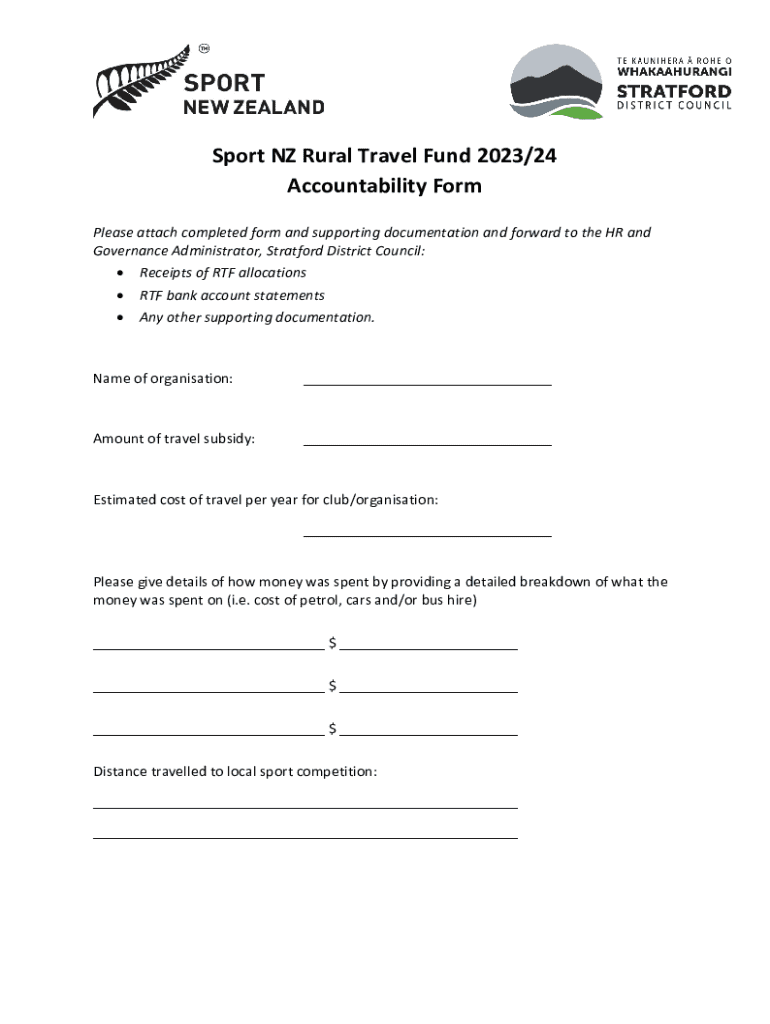 Fillable Online Sport Nz Rural Travel Fund Accountability Form 2023/24 ...