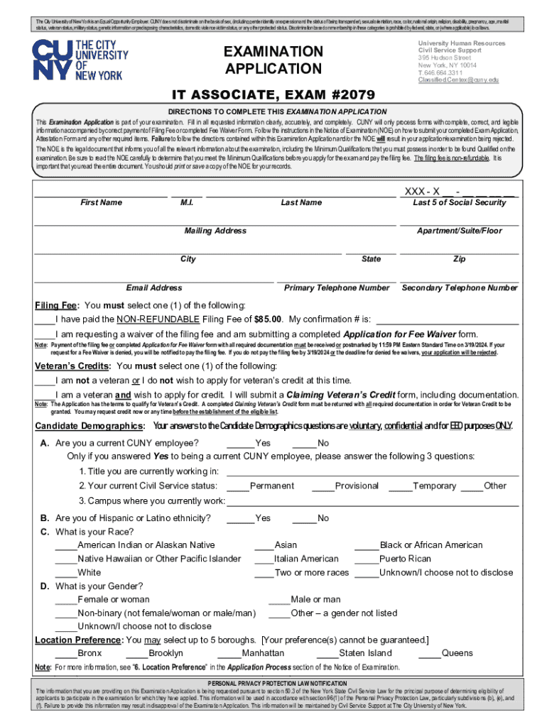 Fillable Online Notice of Exams (NOE)The City University of New York ...